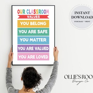 Rainbow Class Values Poster, Educational Learning Poster, Learning ...