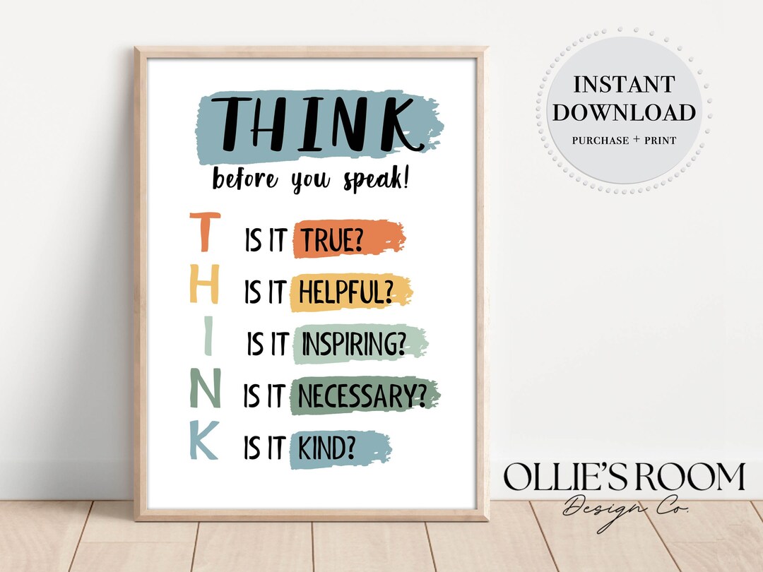 Rainbow Think Before You Speak Poster, Educational Poster, Behaviour ...
