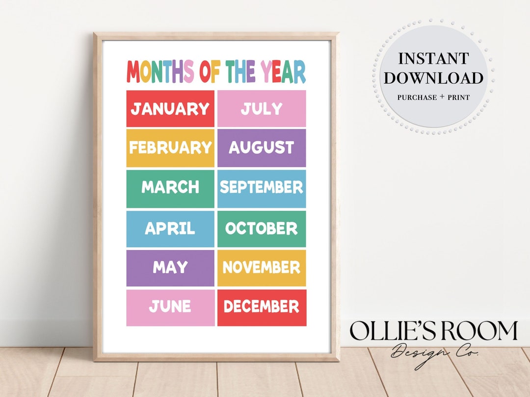 Rainbow Classroom Months of Year Poster, Educational Poster, Learning ...
