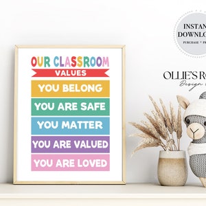 Rainbow Class Values Poster, Educational Learning Poster, Learning ...