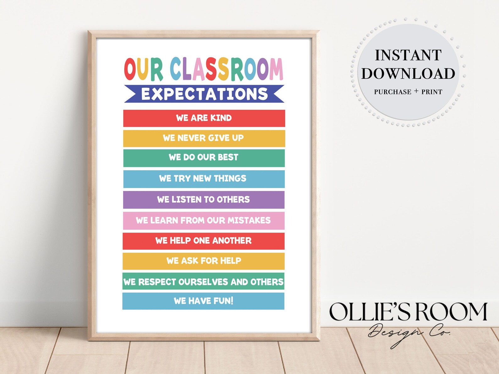 Rainbow Classroom Rules Poster Educational Learning Poster - Etsy