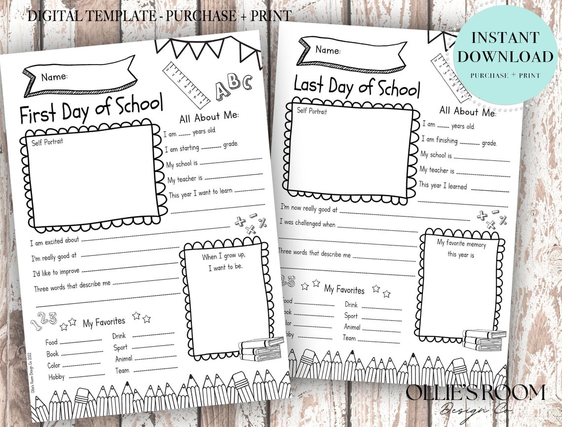 First and Last Day of School Printable Back to School - Etsy