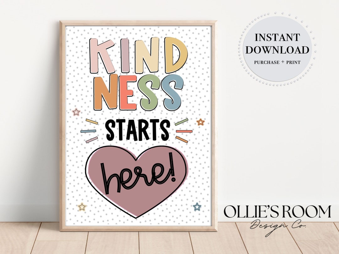 Kindness Starts Here Print | Classroom Poster | Positive Affirmation ...