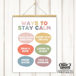 Neutral Calming Strategies Poster, Therapy Poster, Calm Corner Prints ...