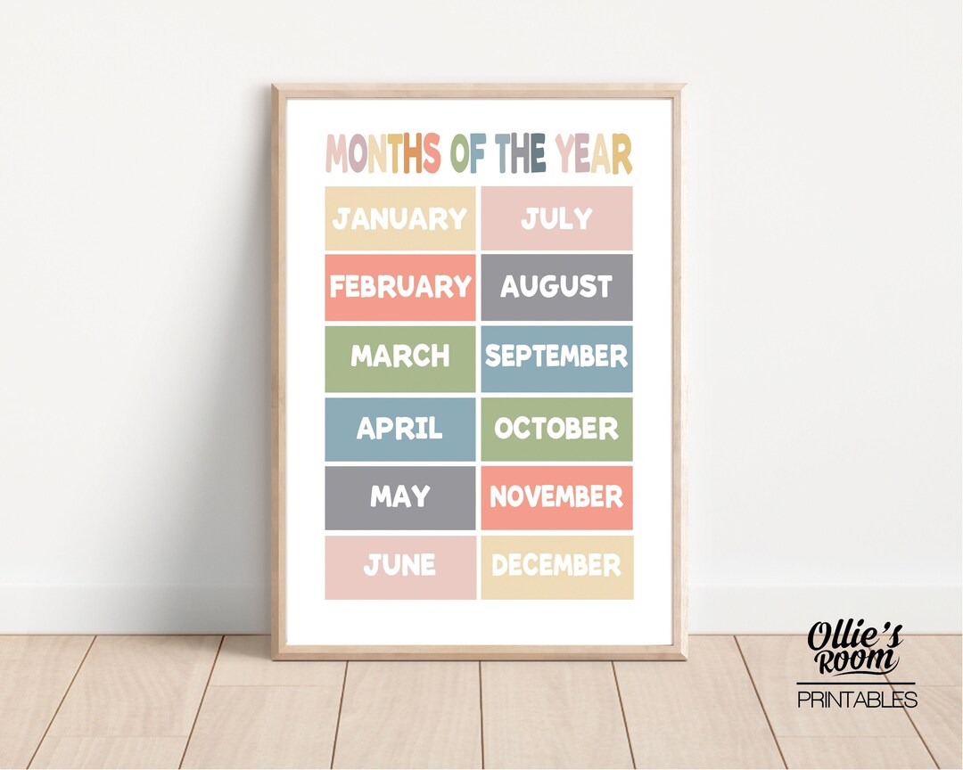 Neutral Classroom Months of Year Poster, Educational Poster, Learning ...