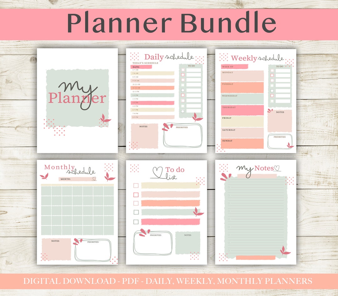 Printable Planner Bundle, Daily Planner, Weekly Planner, Monthly ...