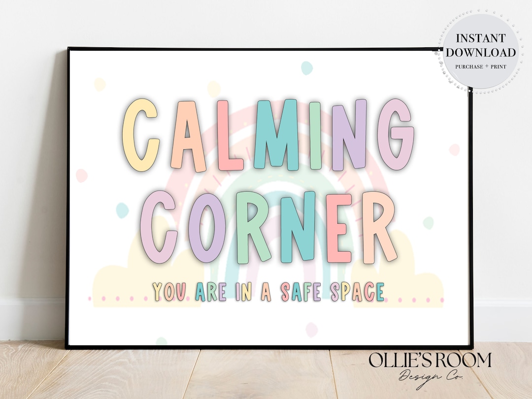 Calming Corner Poster, Educational Safe Place Poster, Learning Print ...