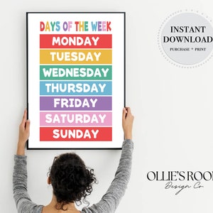 Rainbow Days of the Week Poster, Educational Learning Poster, Learning ...