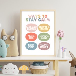 Neutral Calming Strategies Poster, Therapy Poster, Calm Corner Prints ...