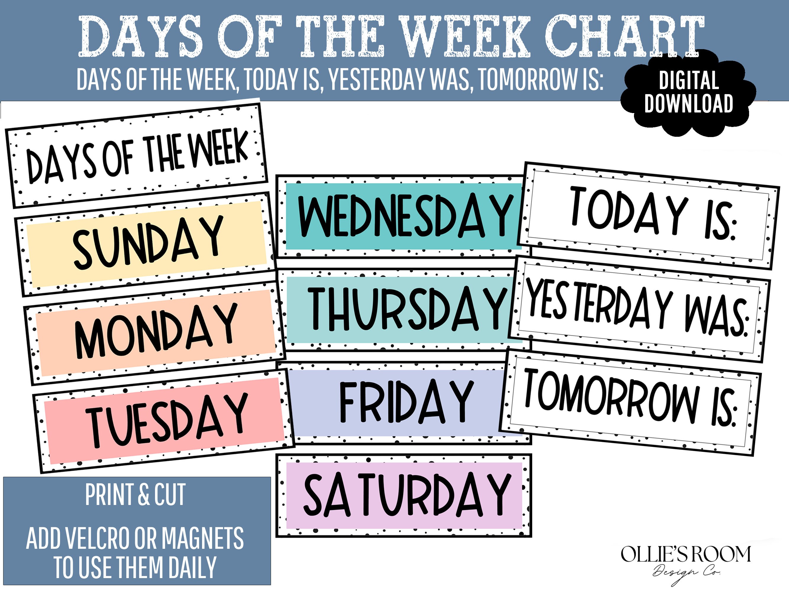 Days Of The Week Printable Chart Days Of The Week Printable Chart