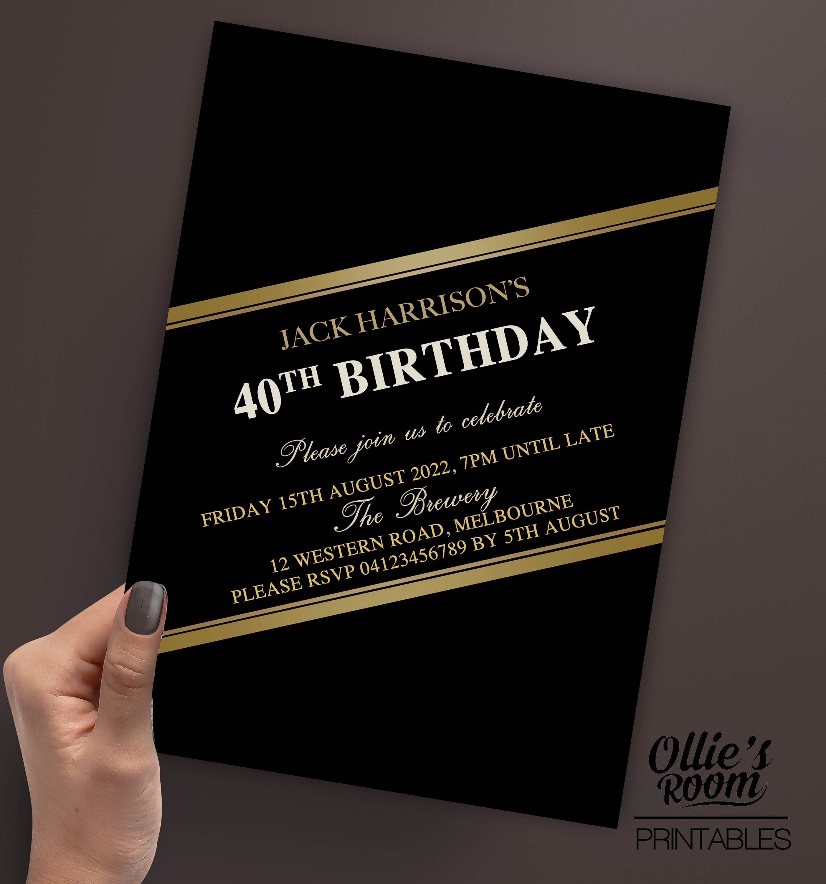 Whisky Label Birthday Invitation 40th Birthday Invite 50th - Etsy