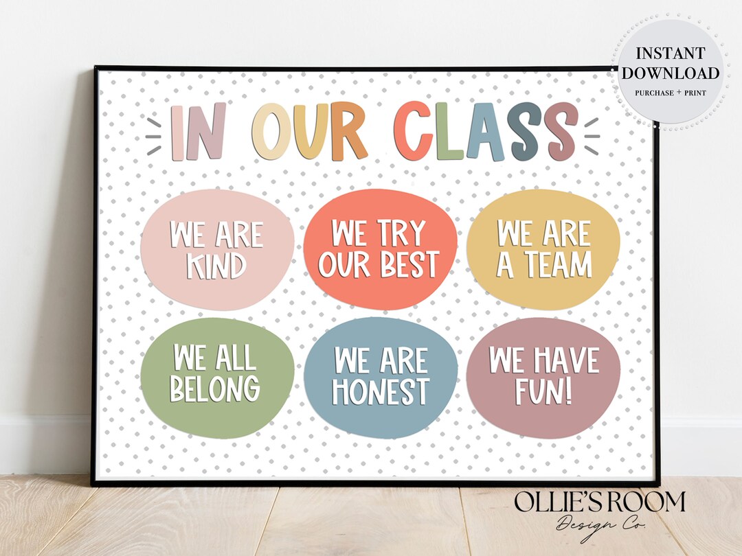 In Our Class We Poster, Educational Values Poster, Learning Print ...