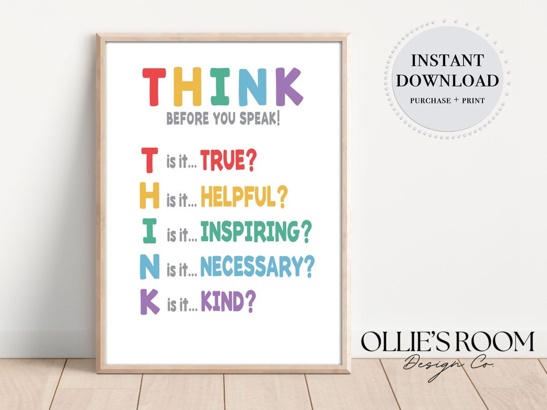 Rainbow Think Before You Speak Poster, Educational Poster, Behaviour ...