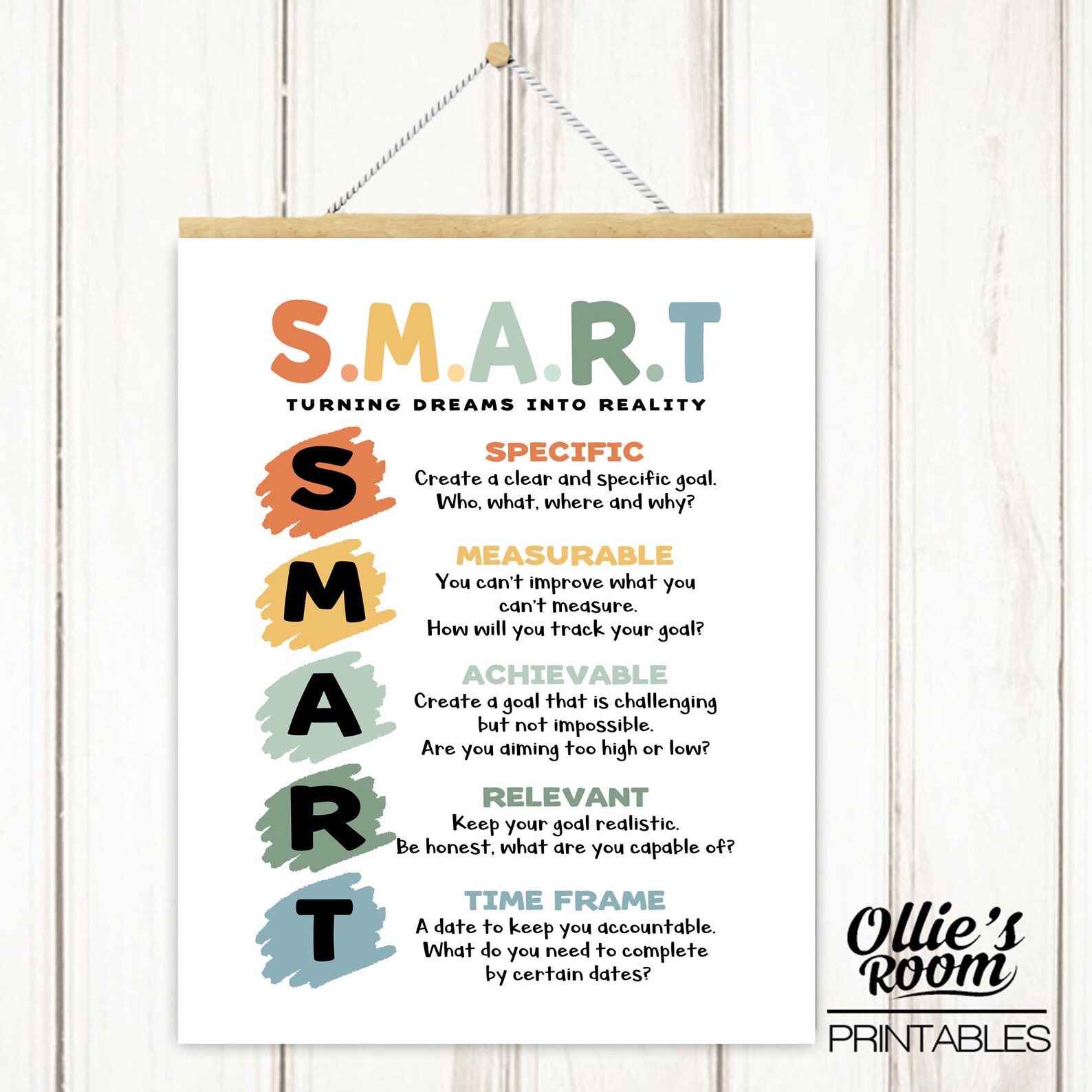 SMART Goals Poster Goal Setting Print S.M.A.R.T Goals - Etsy
