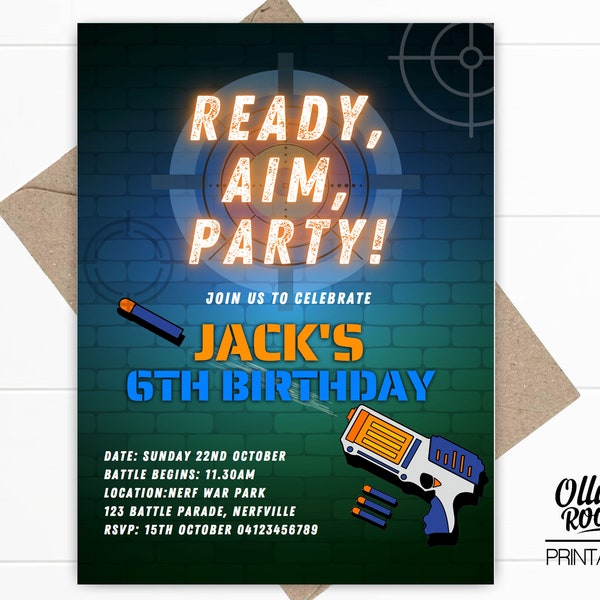 Toy Blaster Birthday Invitation - Etsy Israel