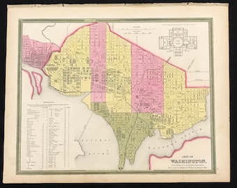 Antique Map of Washington - Etsy