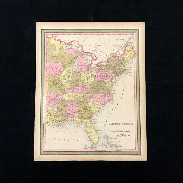 Antique Map of Eastern United States - Etsy