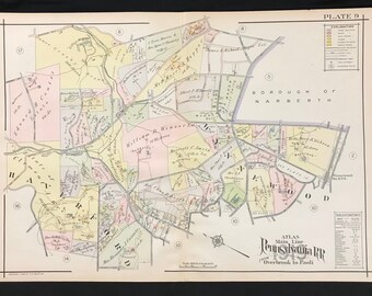 Upper Merion Township Map Original 1912 Pennsylvania Main - Etsy