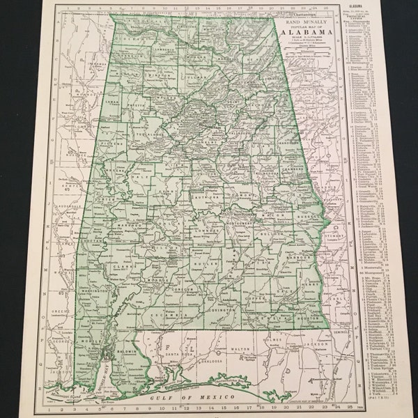 Map of Alabama - Etsy