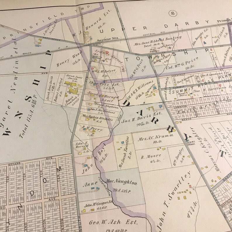 1909 Map of Darby and Ridley Townships Original Antique Map - Etsy