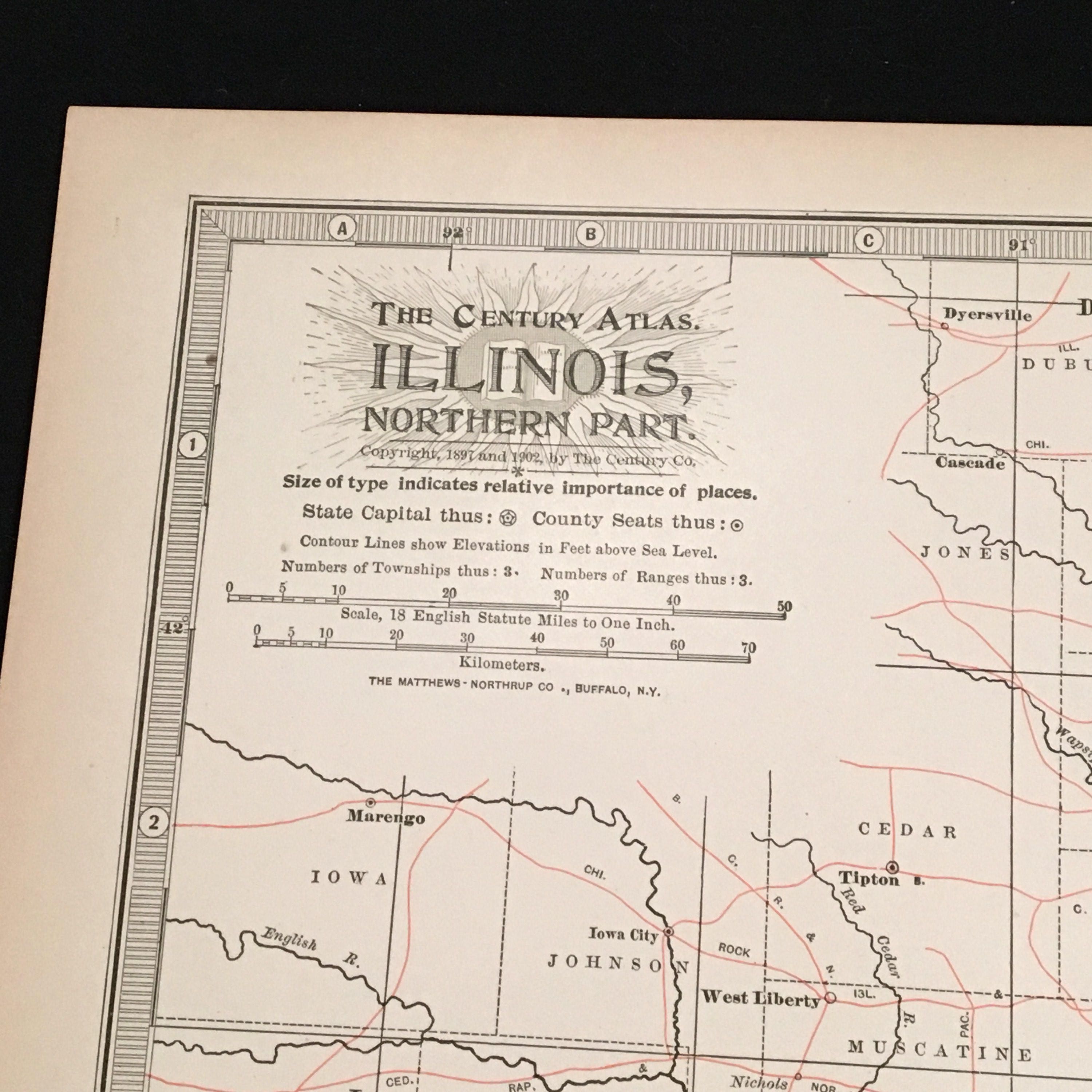 Antique Map of Northern Illinois 1902 Century Atlas Map | Etsy