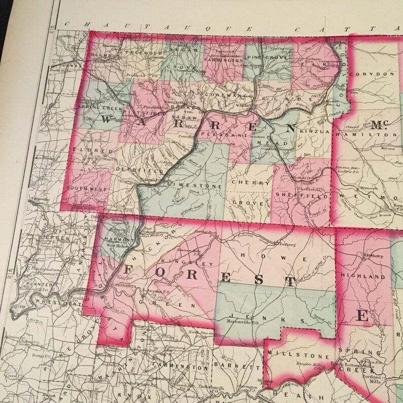 1872 Map of Warren Mckean Potter Forest Elk & Cameron | Etsy