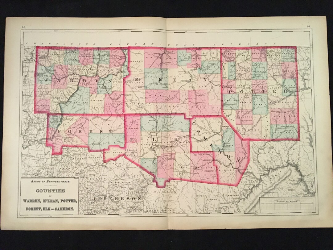 1872 Map of Warren Mckean Potter Forest Elk & Cameron - Etsy