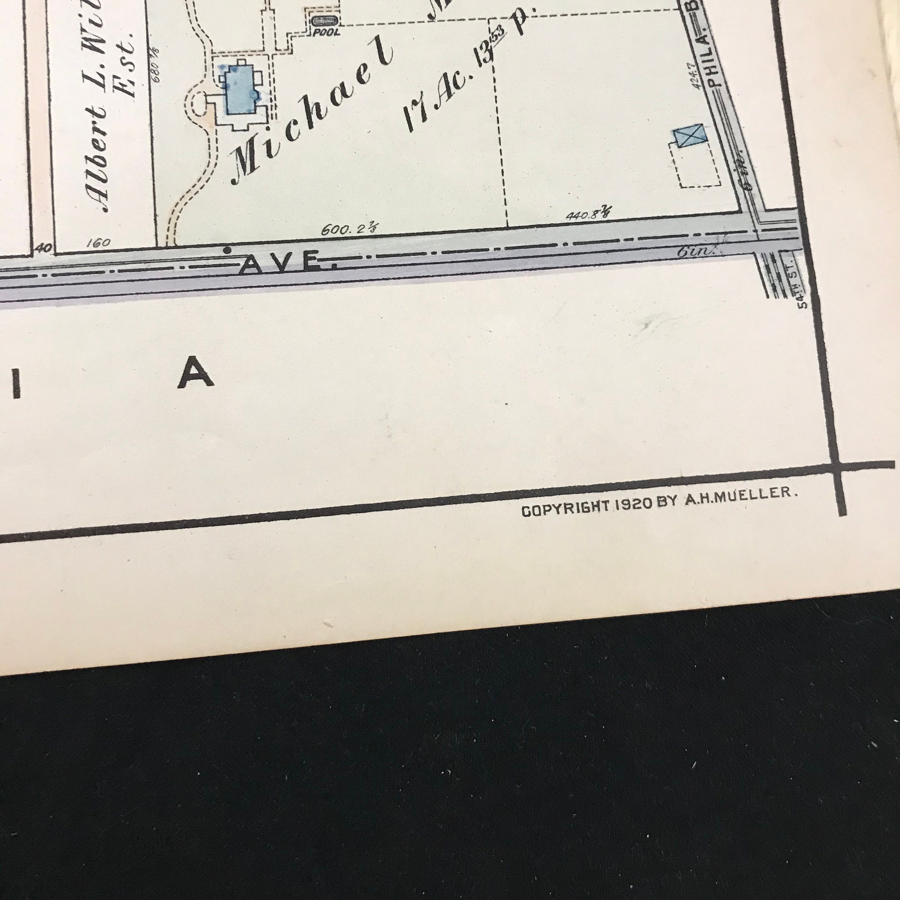 Home & Living Rare Lower Merion Township Property Map 1920 Antique Map ...