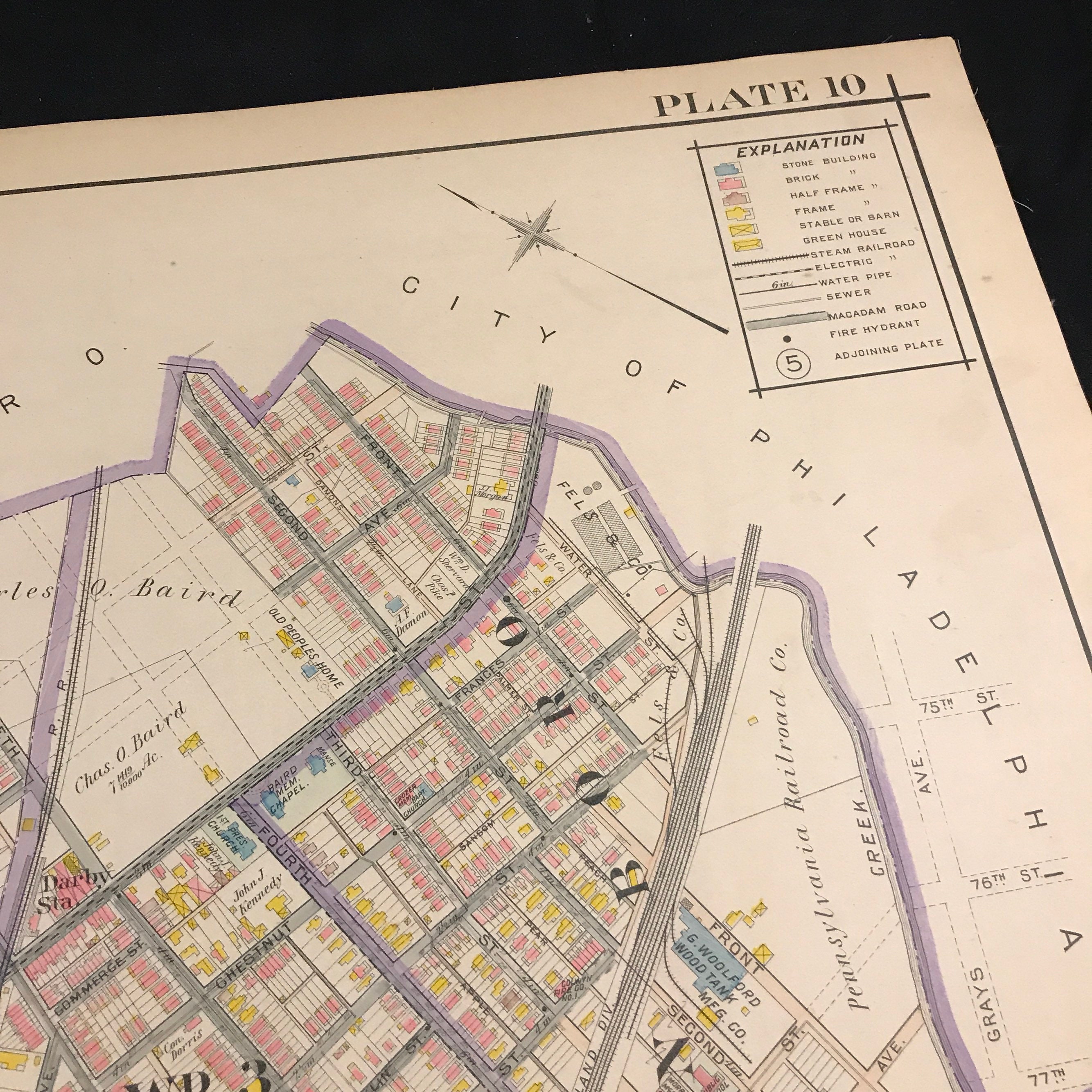 1909 Map of Darby and Colwyn Boroughs Original Antique Map | Etsy