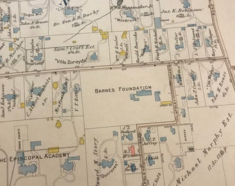 Globes & Maps 1926 Map of Merion and Original Barnes Foundation Rare ...