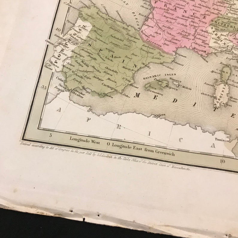 Hand-Colored Antique Map of Europe Choice of Original 1840s | Etsy