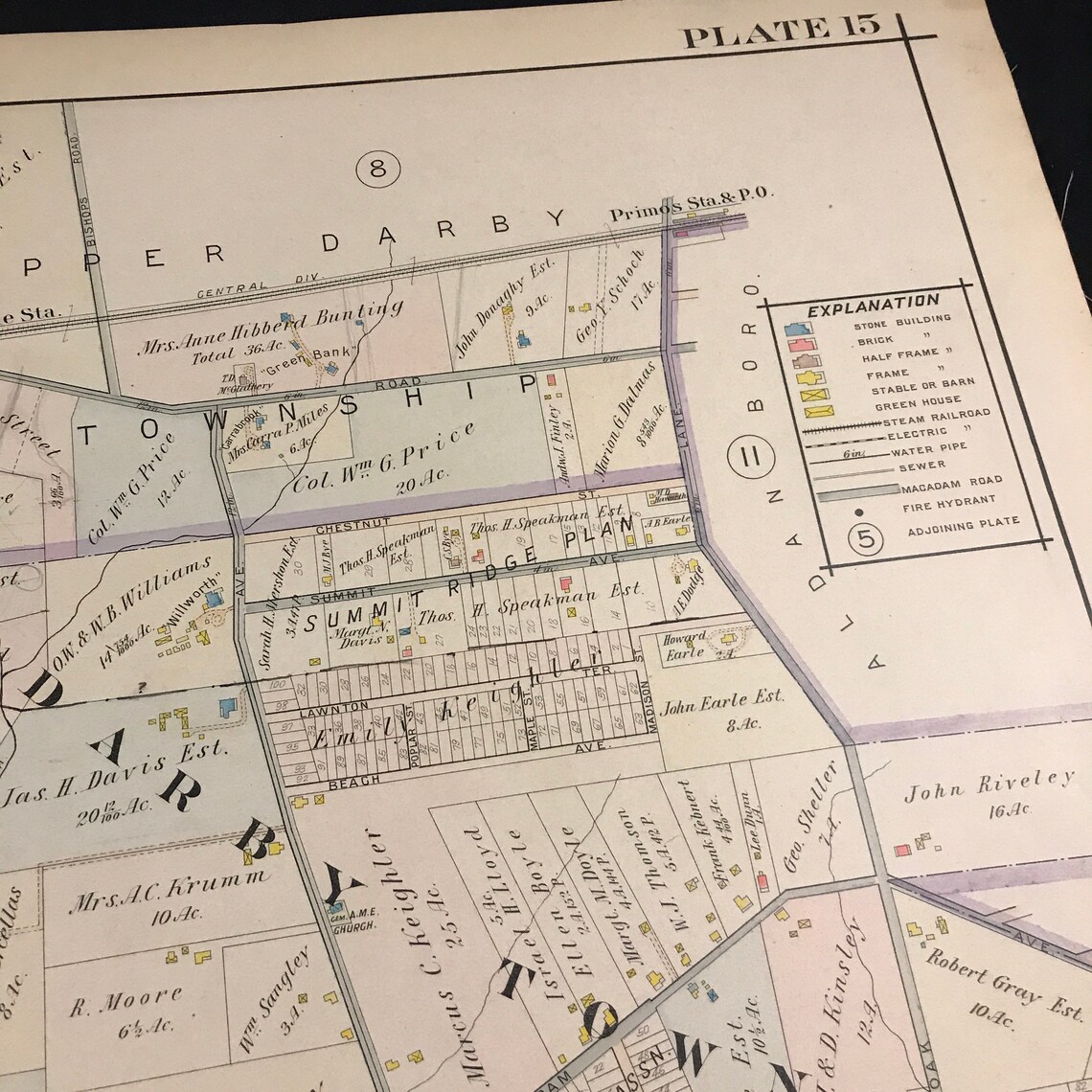 1909 Map of Darby and Ridley Townships Original Antique Map - Etsy