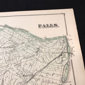 Original Antique Map of Falls Township Pennsylvania, 1876 Hand Colored ...