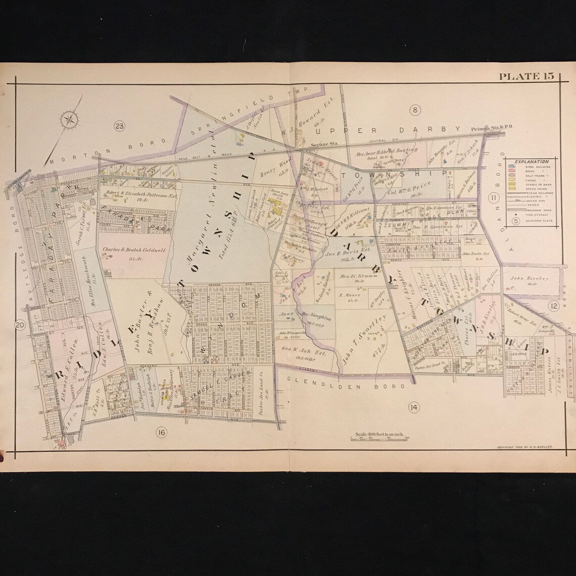 1909 Map of Darby and Ridley Townships Original Antique Map - Etsy