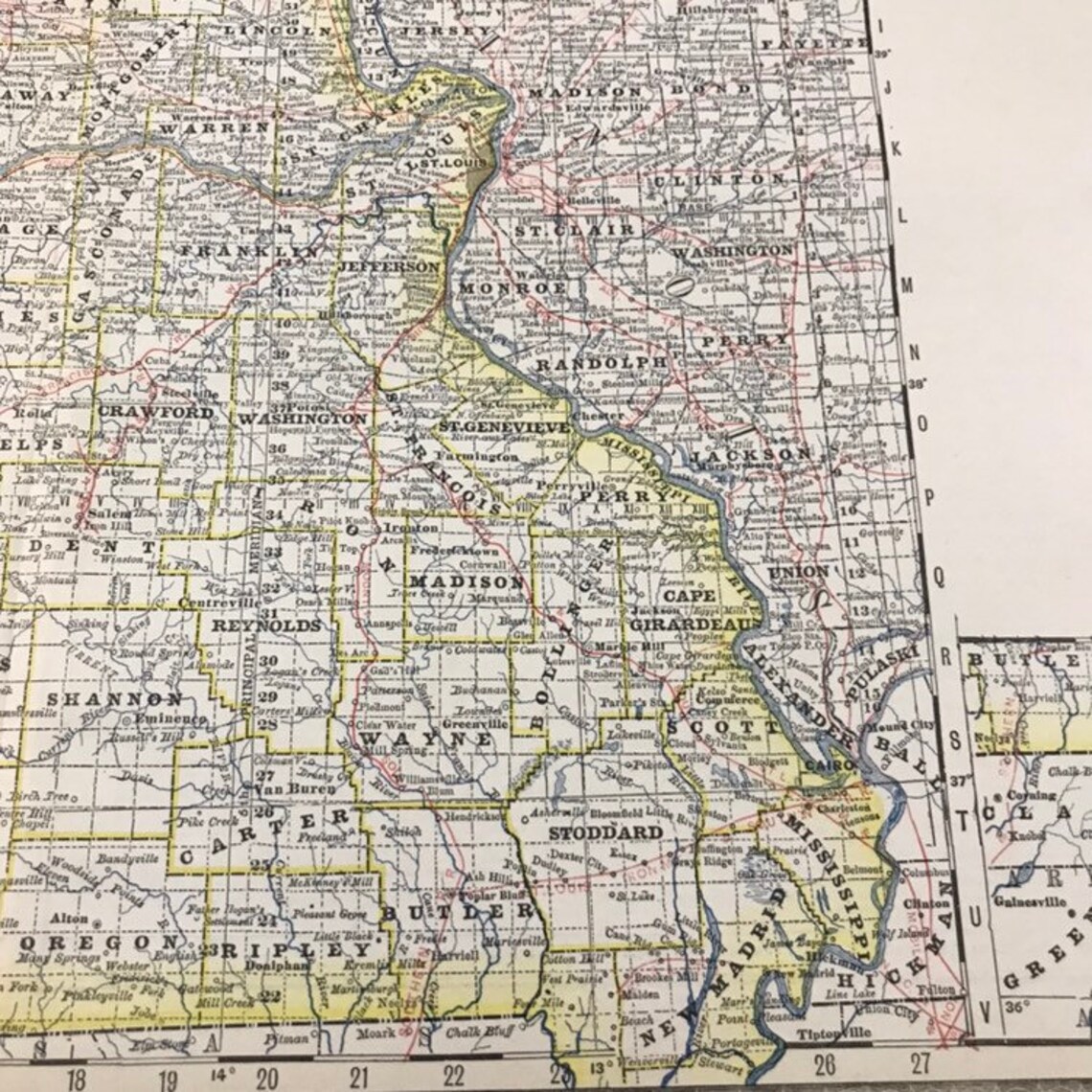 1882 Antique Map of Missouri Large Original 19th Century Map | Etsy