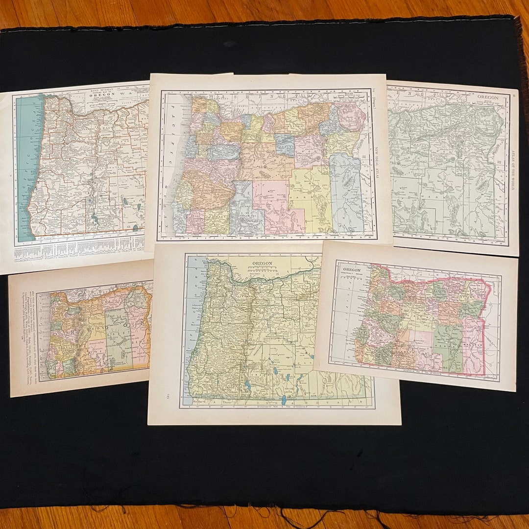 Original Antique Map of Oregon Choice of Vintage Color Map - Etsy