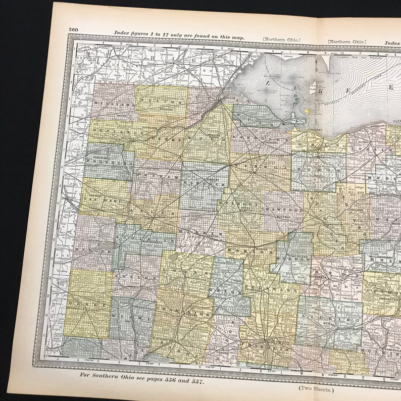 Antique Map of Northern Ohio Original 1882 Atlas Map for | Etsy