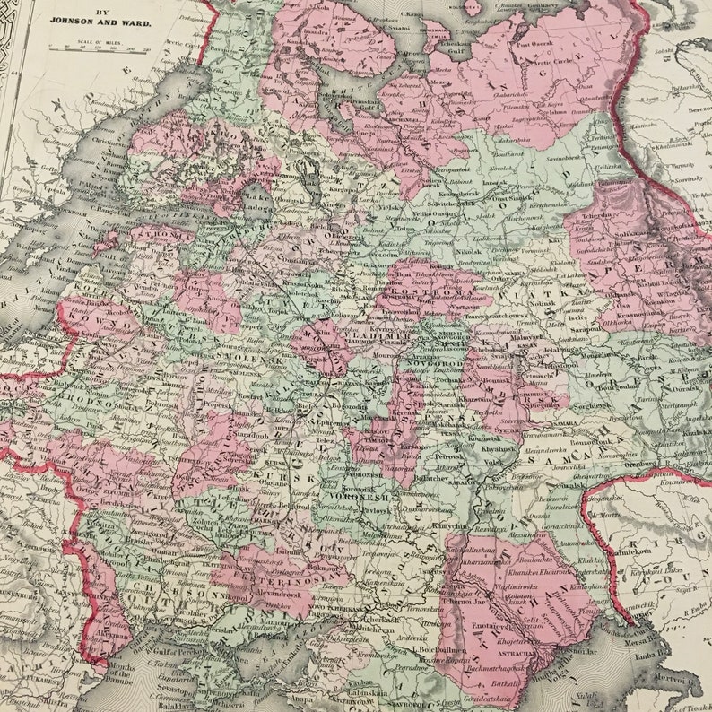 1864 Map of Russia Original Hand Colored Antique Map by - Etsy