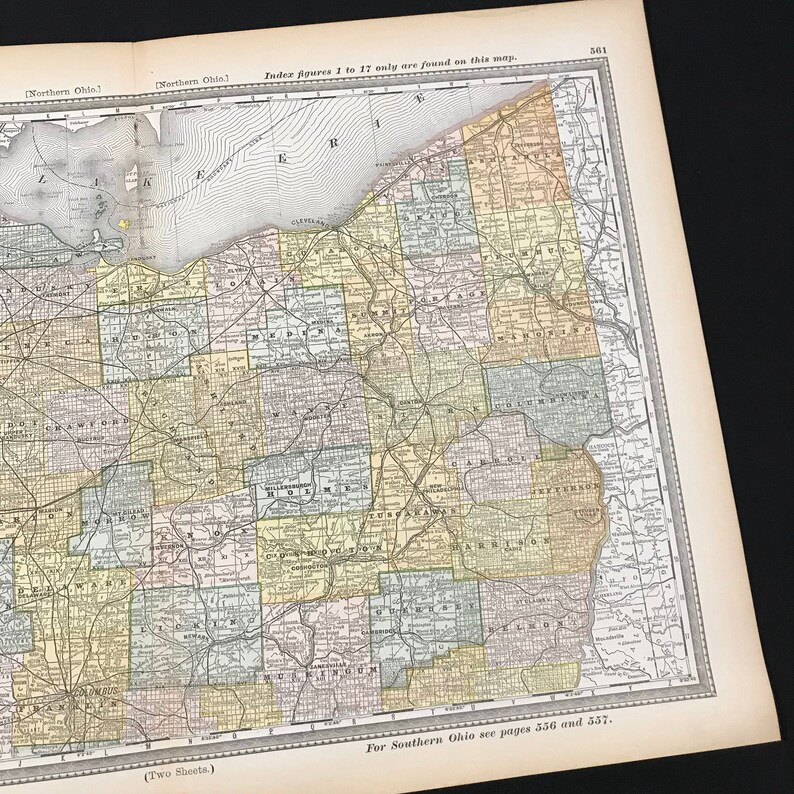 Antique Map of Northern Ohio Original 1882 Atlas Map for | Etsy