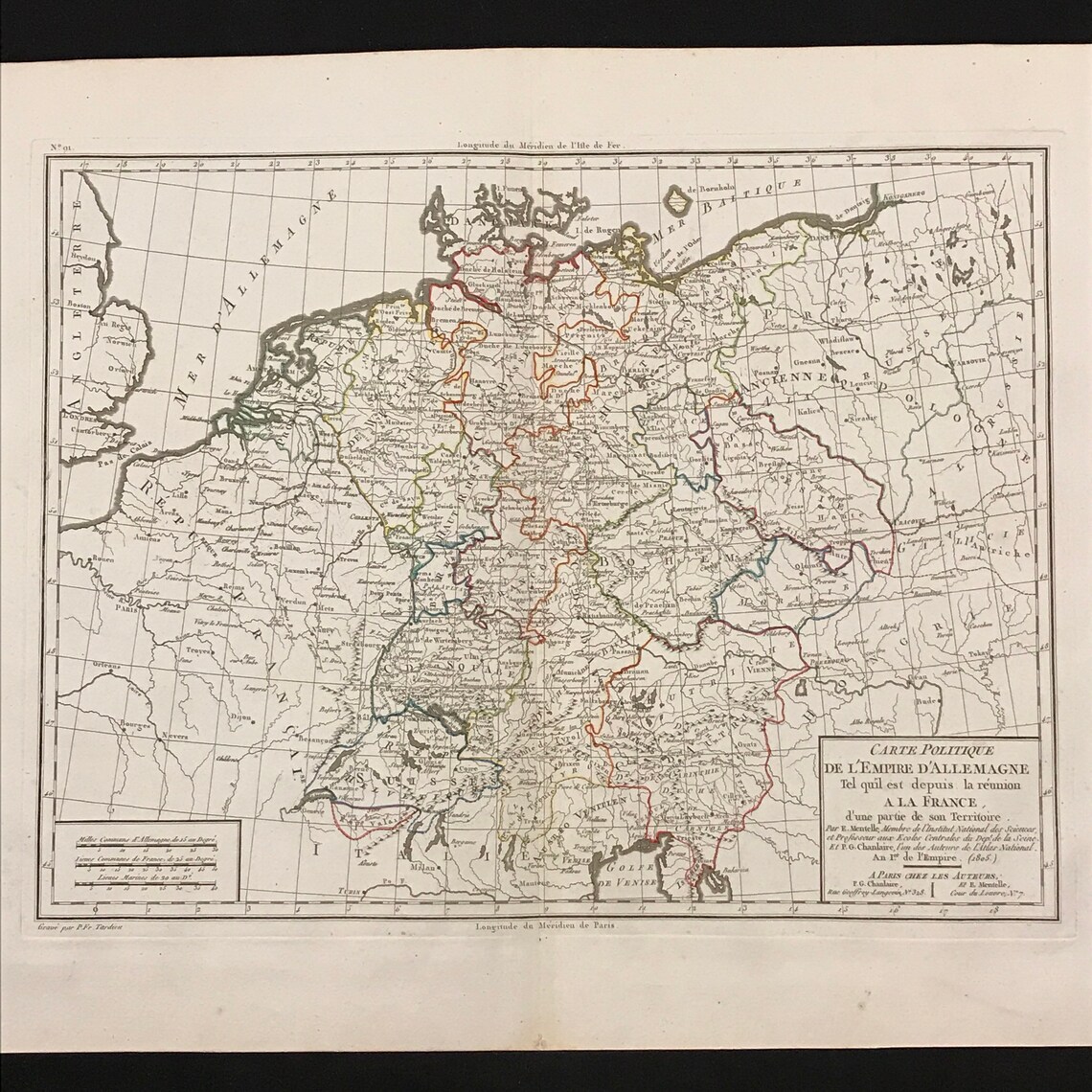Rare 1805 Map of the German Empire Original Hand Colored 19th - Etsy