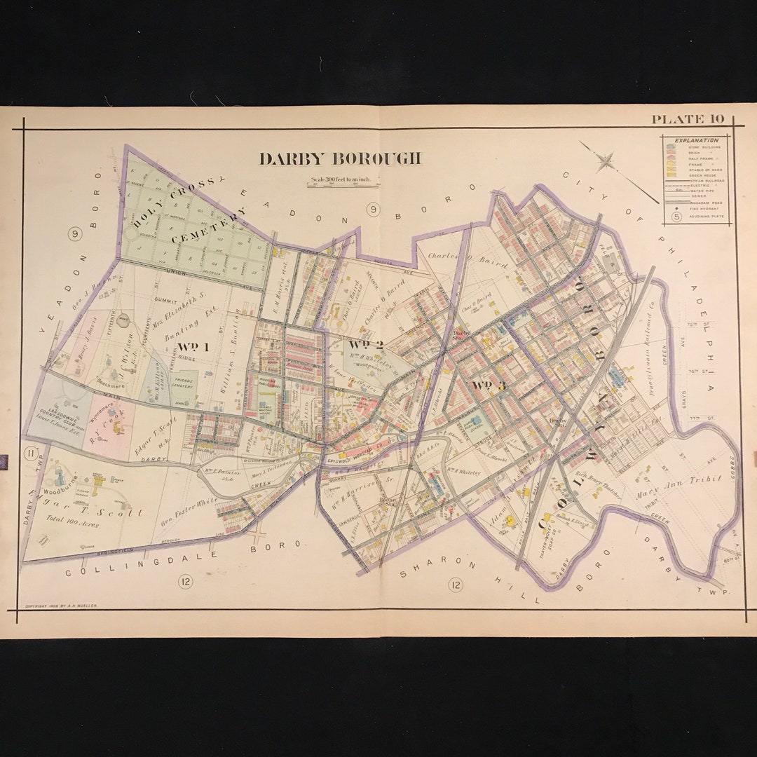 1909 Map of Darby and Colwyn Boroughs Original Antique Map - Etsy UK