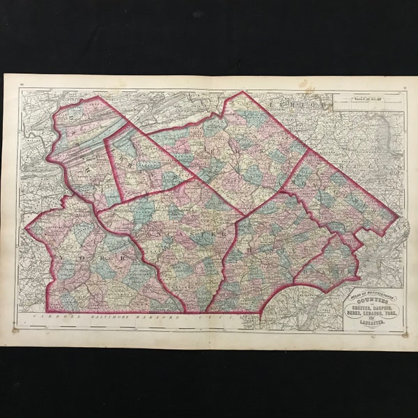 Antique Map of Lancaster - Etsy