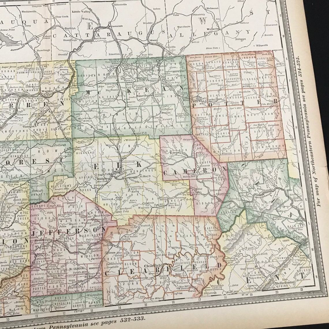 Antique Map of Northwestern Pennsylvania Original 1882 Atlas - Etsy