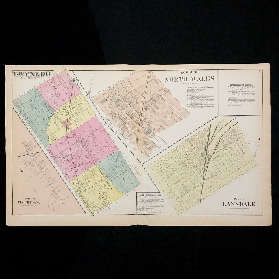 1871 Map of Gwynedd Township Original Antique Property Map of - Etsy