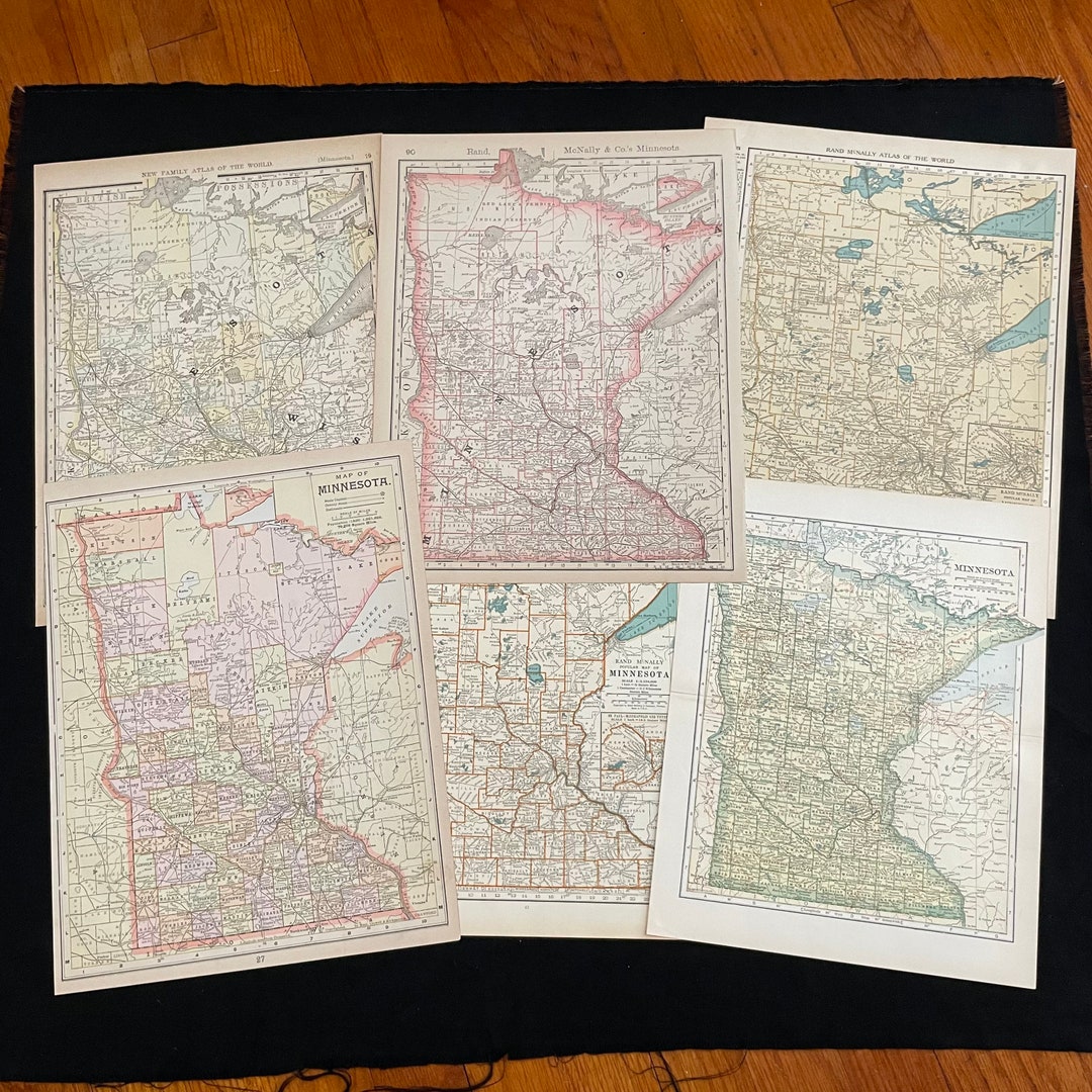 Original Antique Map of Minnesota, Choice of Vintage Color Map for ...