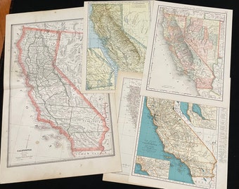Antique Map California - Etsy
