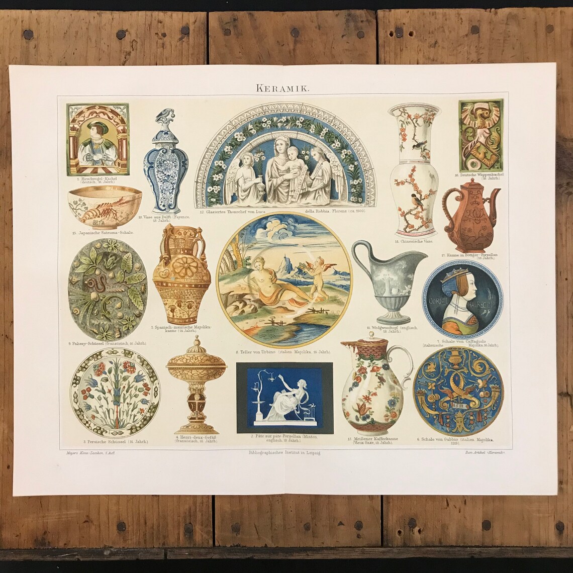 Ceramic Art Antique Print Original 19th Century Color - Etsy