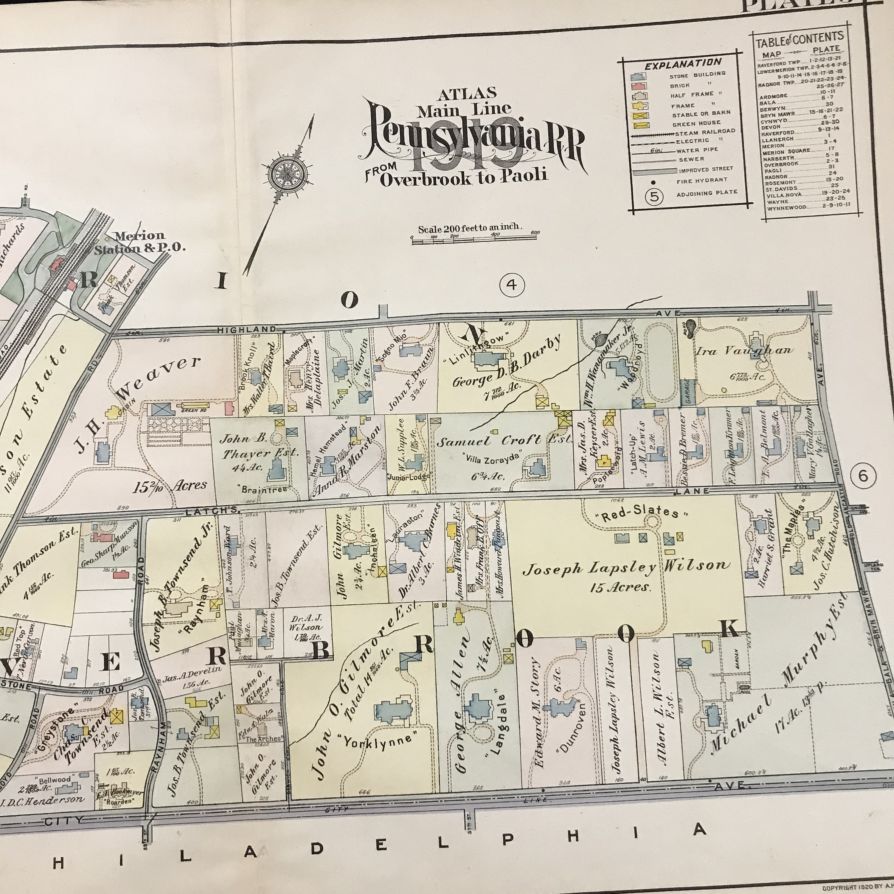 Home & Living Rare Lower Merion Township Property Map 1920 Antique Map ...