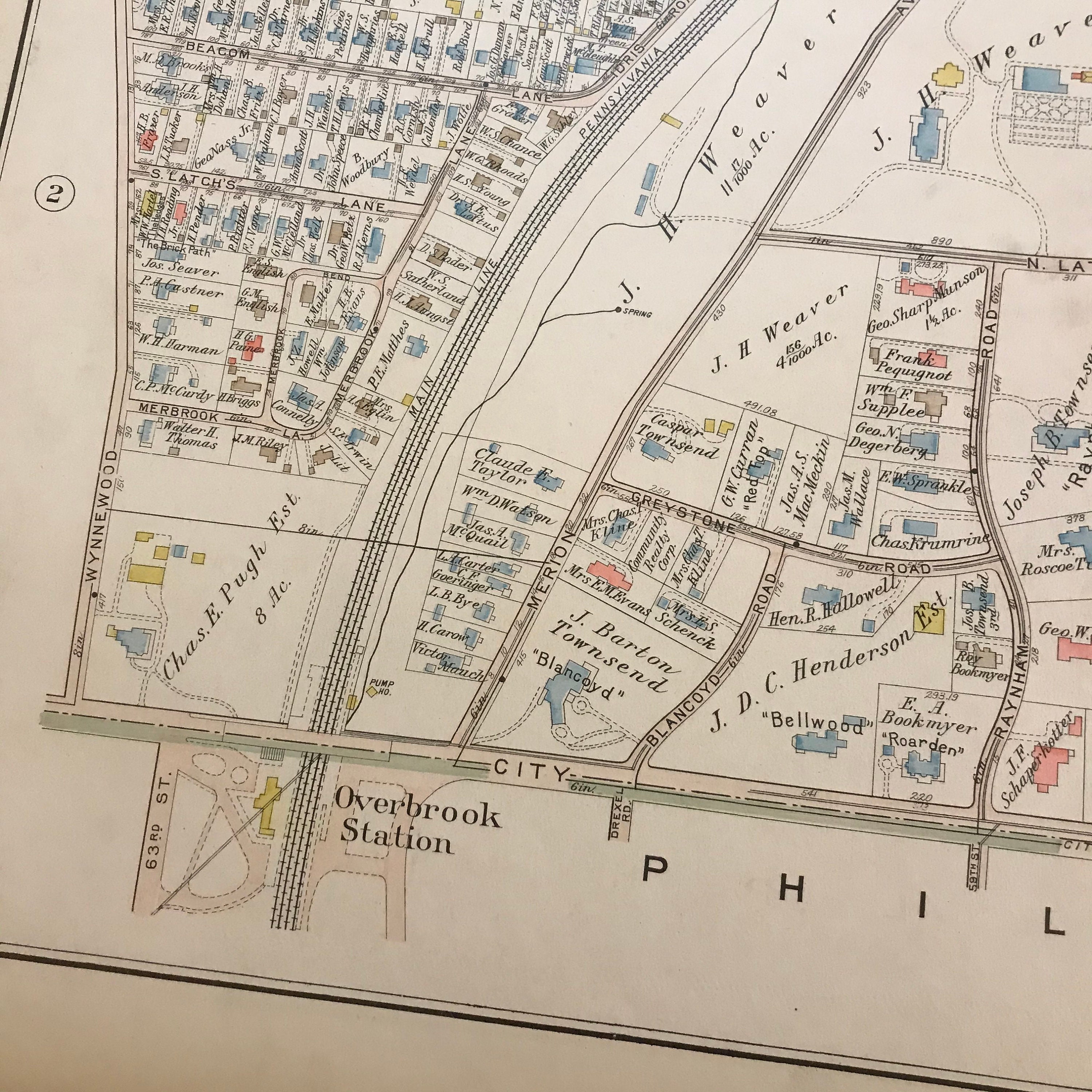 Globes & Maps 1926 Map of Merion and Original Barnes Foundation Rare ...