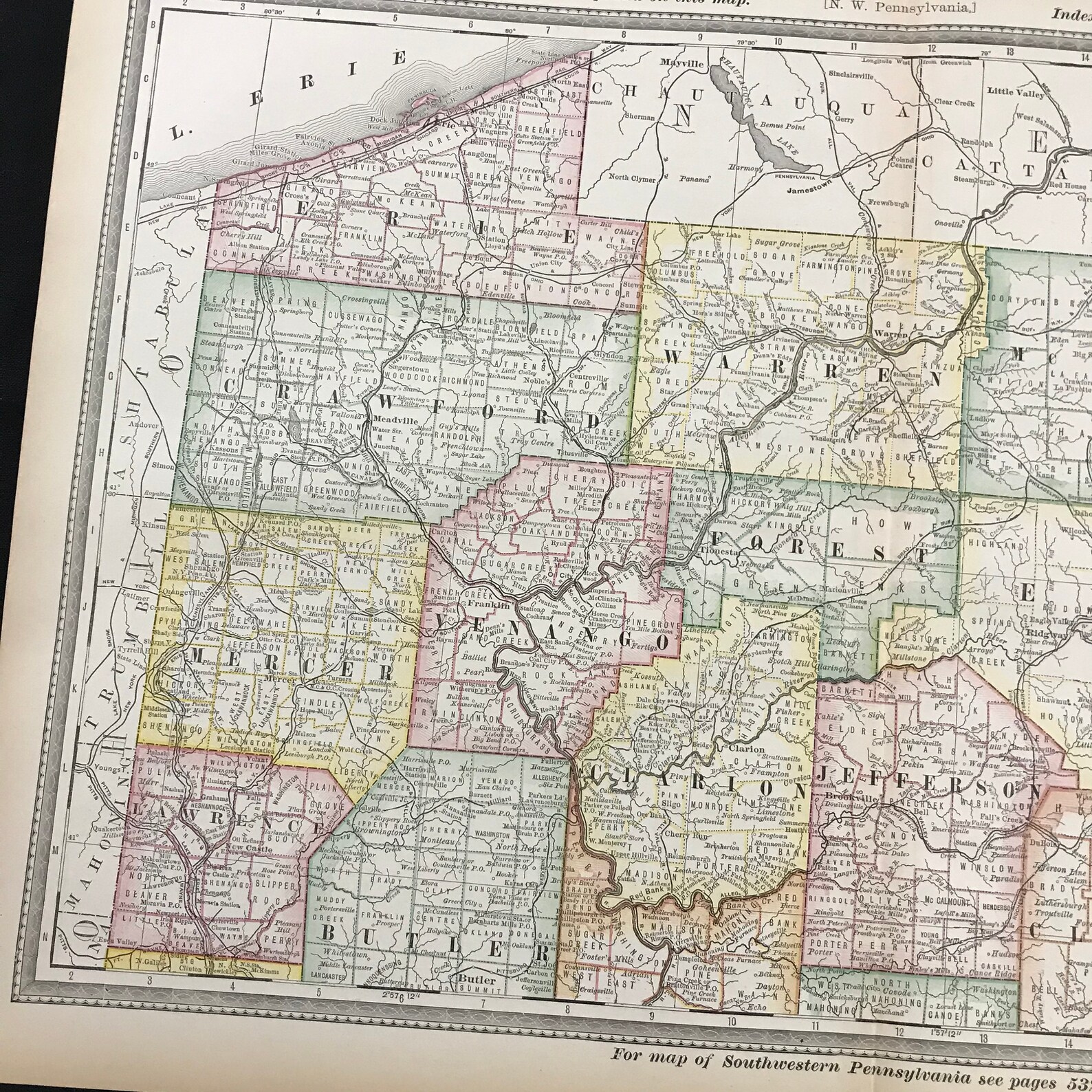 Antique Map of Northwestern Pennsylvania Original 1882 Atlas - Etsy